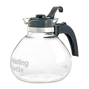 CAFÉ BREW COLLECTION Borosilicate Glass Stove Top Whistling Tea Kettle - Best BPA Free Whistling Tea Kettle - Best Glass Tea Kettle - 12 Cup Stovetop Glass Whistling Tea Kettle by Medelco