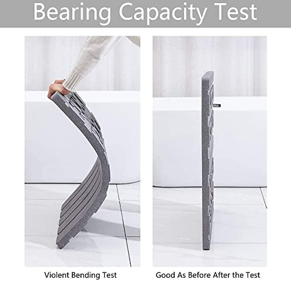 MatXwell Outdoor Bath Shower Mat Non Slip, 33.4x23.6 inch Extra Large Indoor Shower Mat with Drain Hole, Grey Eco-Friendly Styrofoam Lightweight Shower Floor Mat for Bathroom, Fast Drainage