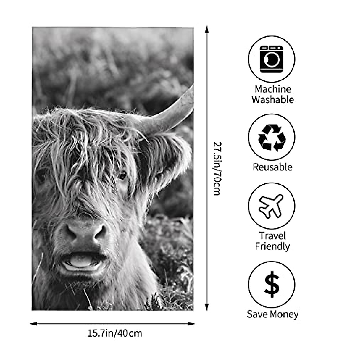 Hand Towel Highland Cows Moorland Face Washcloths Fingertip Bath Towels 27.5 X 15.7 Inch Microfiber Quick Dry Soft Absorbent Luxury Kitchen Dish Cloth for Bathroom Beach Gym Hotel Salon Spa Sport