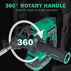 Monkey King Bar-SDS PLUS Coreless Brushless Rotary Hammer Drill 20V 2.2J Power- Li-ion Battery Faster Charge & 4 Modes and Variable-Speed with 1/2 Inch Chuck