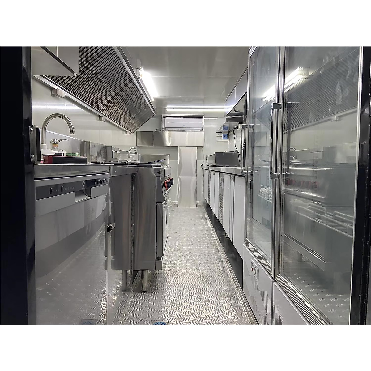 14.7FT MOBILE FOOD TRAILER, STREET FOOD TRAILER WITH CONCESSION WINDOW ATTRACTIVE FRONT DISPLAY, FULLY EQUIPPED FOR VENDING ON STREET FOR SALE