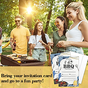 LONLONBANG I Do BBQ Invitations with Envelopes for Wedding Bridal Shower Couple Shower Invites Barbeque Picnic Grill Cook Out Invite Cards Rehearsal Dinner Picnic Party Invitations -L793