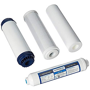 5 Stage 4pc Reverse Osmosis RO Water Filter Cartridges, Pre & Post Replacement Set SED UDF CTO GAC - 2.5" x 10"