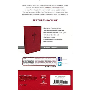 Personalized Custom Text Your Name NKJV Value Thinline Holy Bible Leathersoft Red Letter New King James Version Custom Made (Burgundy)