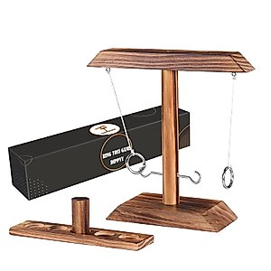 Large Hook and Ring Game- Ring Toss Game for Adults Kids, Ring Hook Game with Shot Leader, 2 Player Handmade Wooden Ring Swing Hook Game Fast-Paced Interactive Game for Home Outdoor