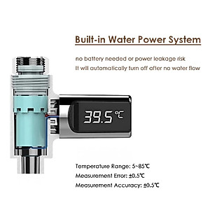 Water Thermometer Digital Shower Thermometer 5~85°C Digital Thermometer, with 360° Rotating Thermometer LED Water Meter Shower Water Thermometer for Elderly Children