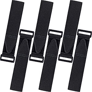 6 Pcs Bicycle Pant Leg Straps Adjustable Cycling Ankle Safety Band Multipurpose Black Elastic Magic Fastening Belt with Buckle for Riding Climbing Fishing Outdoor Sports (1.5”x13.8”)