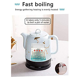 SieHam Kettles,Ceramic Cordless Kettle Teapot-Retro Red 1.5L, 1380W Water Fast for Tea, Coffee, Soup, Oatmeal-Removable Base, Boil Dry Protection