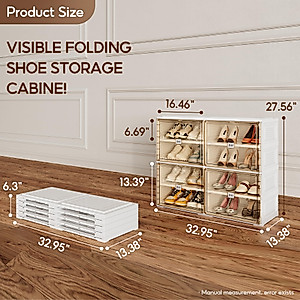 ANTBOX Portable Shoe Rack Organizer for Closet Entryway, Stackable Sneaker Storage Shoe Cabinet with Magnetic Clear Door, Large Plastic Storage containers Bins with Lids 4 Tiers 16 Pairs