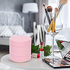 Unaone Jewelry Organizer, 4-Layer Rotating Jewelry Storage Box for Women Girls, Acrylic Small Jewelry Case Jewelry Tray for Bracelets Rings Earring, Pink