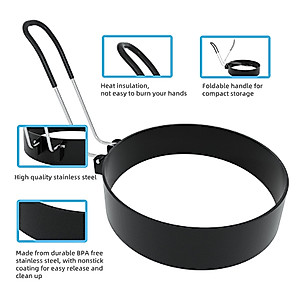 Ameupin 8" Omelet Ring, 6" Pancake Ring, 3.5" Egg Ring for Griddle Frying Eggs (Upgrade Large 3 Pack Stainless Steel Non Stick Round Cooking Rings Molds with Oil Brush and Egg Separator)