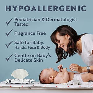 HEROLIFE Flushable & Biodegradable Baby Wipes, PlantBased, Hypoallergenic & FragranceFree, formulated with 99% water and plantderived ingredients ExtraLarge size 7.1” x 7.1” 3 packs of 40 wipes