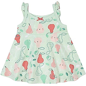Gerber Baby Girls' 3-Piece Sundress, Diaper Cover and Hat Set, Green Pear, 5T