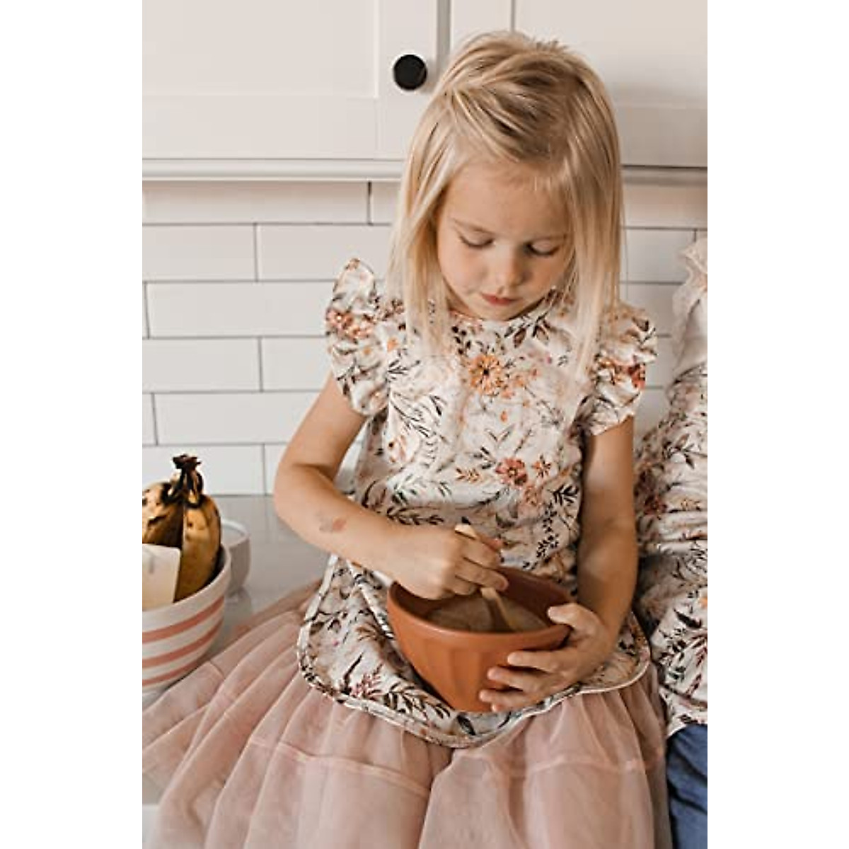 BapronBaby Flutter Delilah Floral Bapron - No Neck Tie Safer Bib for Baby & Toddler - Soft Waterproof Stain Resistant - Machine Washable - Sz Baby/Toddler 6m-3T