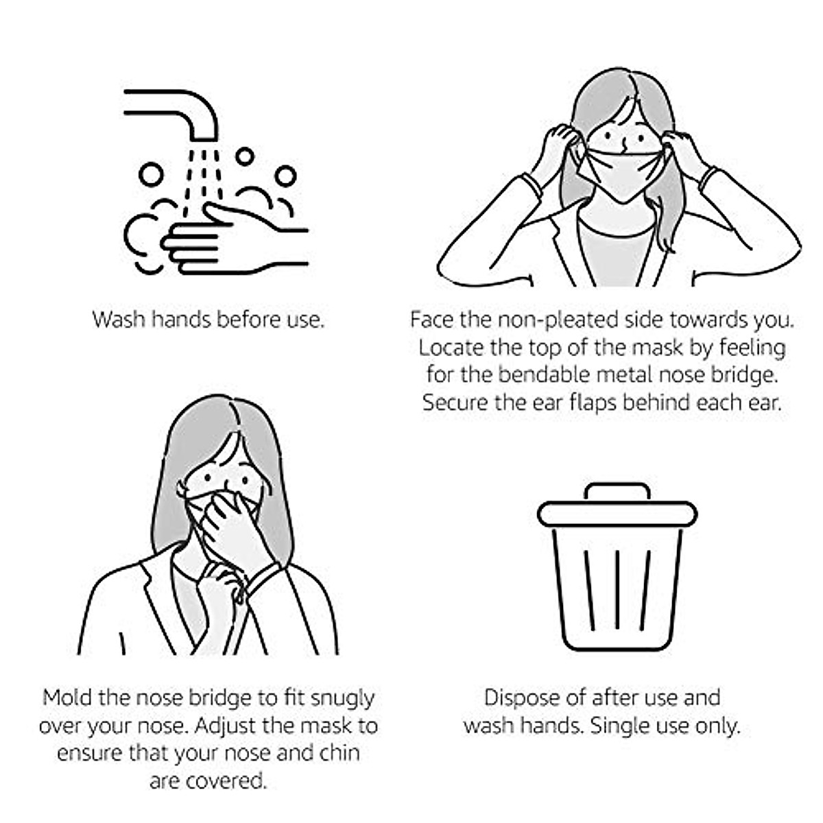 Aether AmazonCommercial 3-ply Disposable Face Mask, 50 per Pack, 10-Pack (500 Masks) (Internal)