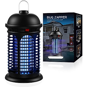 Jawlark Bug Zapper Outdoor with LED Light, 4200V Electric Mosquito Zapper, Insect Fly Zapper Outdoor Indoor, 5ft Power Cord, IPX6 Waterproof, Plug in Mosquito Killer for Patio Yard Home, Black