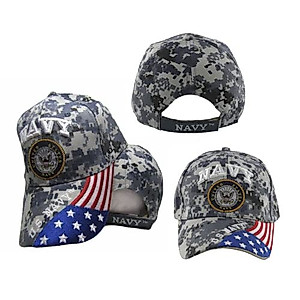 US Navy Seal Patriotic USA Flag Blue ACU Digital Camo Embroidered Cap Hat