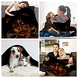 African Blanket Black Women Flannel Fleece Blanket Super Soft Cozy Plush Blankets for Couch Sofa Bed 60"X50"