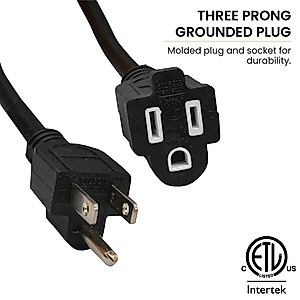 Go Green Power Inc. 16/3 50ft Black Outdoor Extension Cord - Durable, Heavy Duty, Moisture Resistant - Ideal for Tools & Equipment - GG-13750BK
