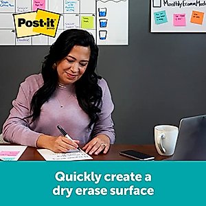 Post-it Flex Write Surface Sheets, 2 Pack, 9.1 x 9.1 in, Instant Whiteboard, Use Dry Erase and Permanent Markers (FWS-Sheets-2PK)