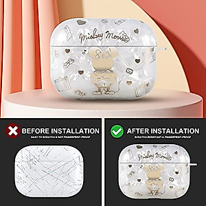 Cute Case Cover for AirPods Pro with White Pearl Wrist Keychain for Women Girls Kawaii Funny Mouse Unique Design Cover Glitter Bling Marble Shell Colorful Anime Soft Cover for AirPod Pro