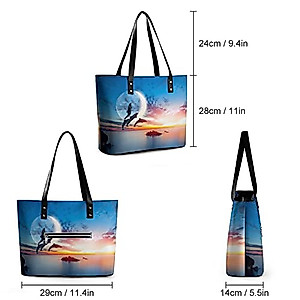 Womens Handbag Dolphins Leather Tote Bag Top Handle Satchel Bags For Lady