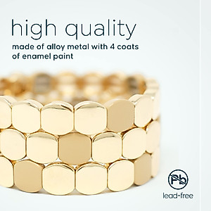 Cedar and Ink Stackable Bracelets, Tile Bracelets for Women, Stackable Enamel Bracelets, Enamel Bangle Bracelet, Gifts for Women - Gold Honeycomb