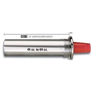 Dispense-Rite ADJ-3 in-Counter Adjustable Stainless Steel Cup Dispenser, 44 oz. to 64 oz. Cups, 2 Spring, 22" Length, 7-3/8" Dia. X 22-9/16" L