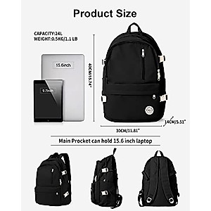VGOCO Backpack for Women,Unisex Lightweight Backpack Bag Water-proof Casual Rucksack for Women Men Fits 14 inch Laptop Work Daypack Black