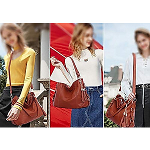 GJGJTER Women Ladies Handbag Purse Shoulder Tassel Stitching Tote Bag-Off White