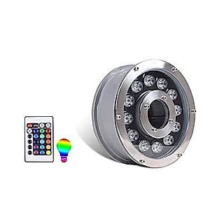 LED Fountain Ring Light, RGB Color Change with Remote Control Light, IP68 Waterproof Middle Hole Pond Underwater Lights for Fountain Pond Pool Garden Square Park Fountain ( Color : RGB+Remote , Size :
