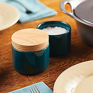 Rachael Ray Ceramics Stacking Spice/Seasoning Box Set with Lid, 2 Piece, Teal