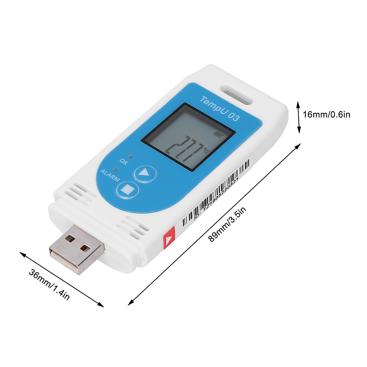 USB Temperature and Humidity, Data Loggers Recorders Data Acquisition Recorder, Temperature Humidity Data Logger PDF CVS Report with LCD Display 32000 Points for Warehouse, Logistics Transportation, C