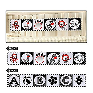 Jenilily High Contrast Baby Newborn Toys Black and White Soft Cloth Book Infant Mirror Tummy Time Baby Book Crib Toys for 0-3-6 Months Boys Girls