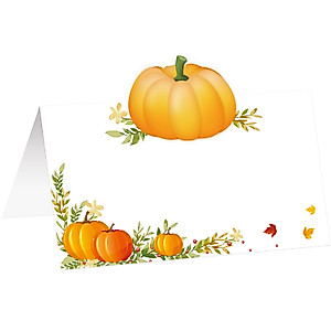 Treasure Cove Thanksgiving Table Place Cards Fall Pumpkin Tent Name Cards Guest Table Seating 25Pcs