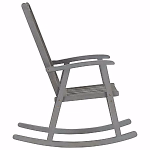 VBSQ Rocking Chair with Cushions Gray Solid Acacia Wood Slirr Chair Rocking Chair Rocker Chair Rocker Camp Chair Rocker Recliner Rocking Camp Chair Rocking Chairs Outdoor Rocking Chair