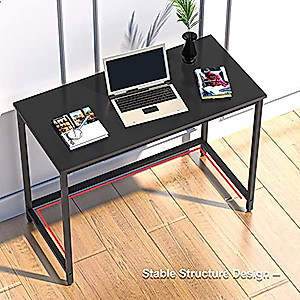 Weehom Small Computer Desk Study Writing Desk for Home Office Pc Notebook Table Workstation Stand 39 Inches Metal Leg Black