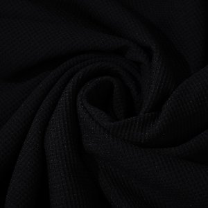 Stretchy Waffle Fabric by The Yard Waffle Knit Polyester Stretch Spandex 60 inches Wide - Solid Colors - 1 Yard (Black)