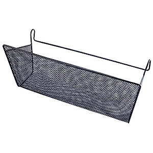 Haoun Bedside Hanging Storage Basket Office Desk Dormitory Iron Mesh Origanizer Caddy for Book Phone Magazine Holder-Black