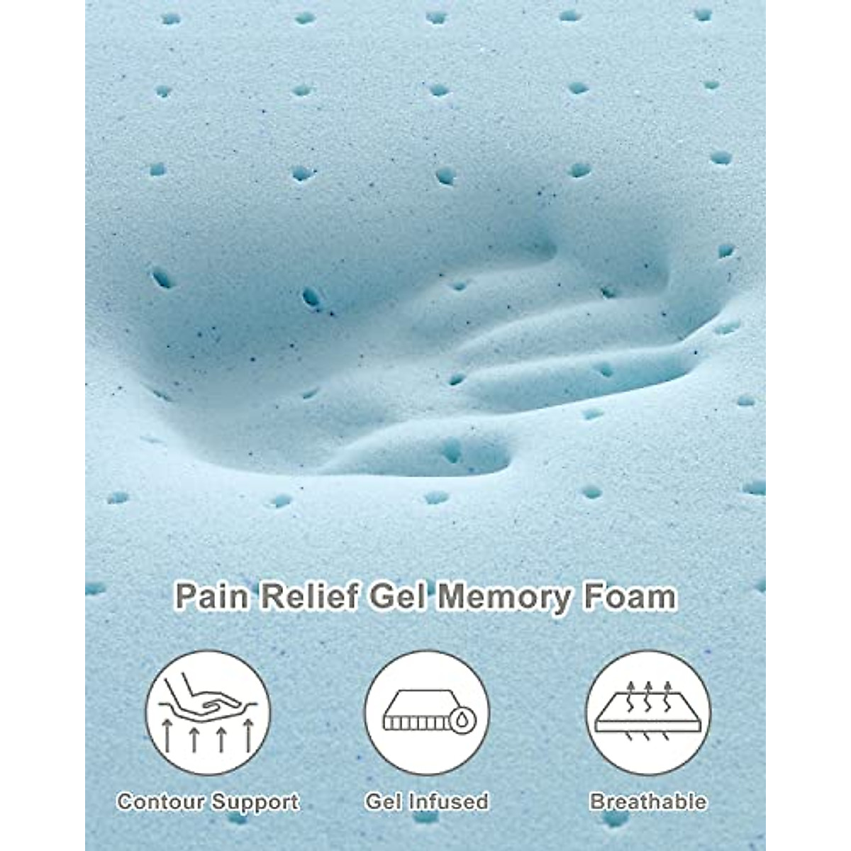 BedStory 2 Inch Premium Memory Foam Mattress Topper, Queen Size Gel Infused Bed Toppers, Soft Foam Pad with Removable Cover