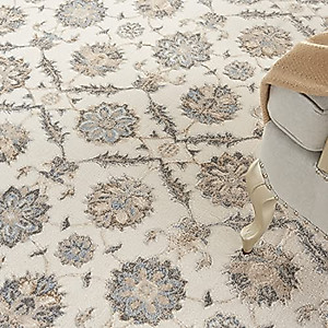 Kathy Ireland Grand Villa French country Cream 8' x 10' Area -Rug, Easy -Cleaning, Non Shedding, Bed Room, Living Room, Dining Room, Kitchen (8x10)