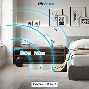 AIRFREE P3000 Filterless Silent Air Purifier - With Adjustable Blue Nightlight, Requires No Filter, Fan, or Humidifier - Covers Up To 650 sq ft - Black