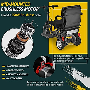 WISGING Scooter Mobility Folding Electric Mobility Scooter 3 Wheel Lightweight Portable Power Travel Scooters - Support 270 lbs Weight Only 55 lbs Long Range(15 Mile), Standard W