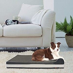 Laifug Orthopedic Memory Foam Extra Large Dog Bed with Pillow and Durable Water Proof Liner & Removable Washable Cover & Smart Design (Large (46"x28"x8"), Grey)