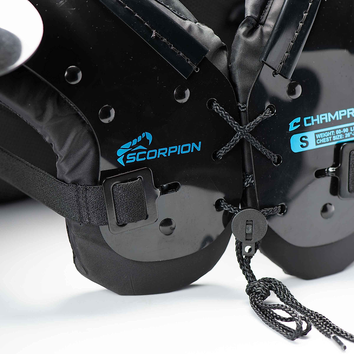 CHAMPRO Youth Scorpion Shoulder Pad, Black, Blue, 60-90 lbs (FSP5)