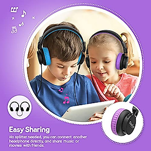 gorsun Kids Headphones, Headphones for Kids for School, 85dB/94dB Volume Limited, Wired Headphones with Mic, Sharing Function, Adjustable Toddler Headphones for School/Tablet/PC