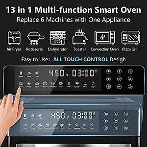 CUSIMAX Air Fryer Oven, 13-in-1 Convection Oven, 24QT Air Fryer Combo, Countertop Air Fryer Toaster Oven with Rotisserie & Dehydrator, Rich Accessories (Black Touch Screen)