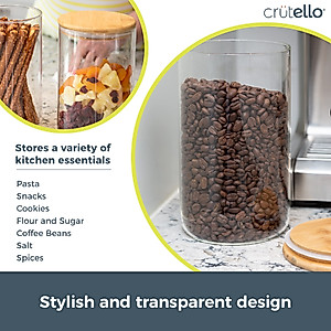 Glass Food Storage Containers with Bamboo Lids, 2 Pack - 66 oz Airtight Clear Kitchen Organization Canisters, Glass Storage Jar With Bamboo Lid