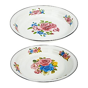 Hemoton Unbreakable Enamel Plates Enamel Plate Fruit Plate 2pcs Enamel Fruit Platter Vintage Salad Plate Enamel Washing Platter Enamel Trays Enamelware Serving Platter (30cm/ 11.8inch)