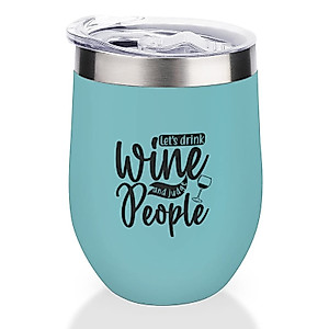 Mighun Wine Tumbler with Lid Lets Drink Wine And Judge People Vacuum Coffee Tumbler Stainless Steel Coffee Cup for Cold & Hot Drinks Wine Coffee Cocktails Beer (12 Oz, 1 Pack)